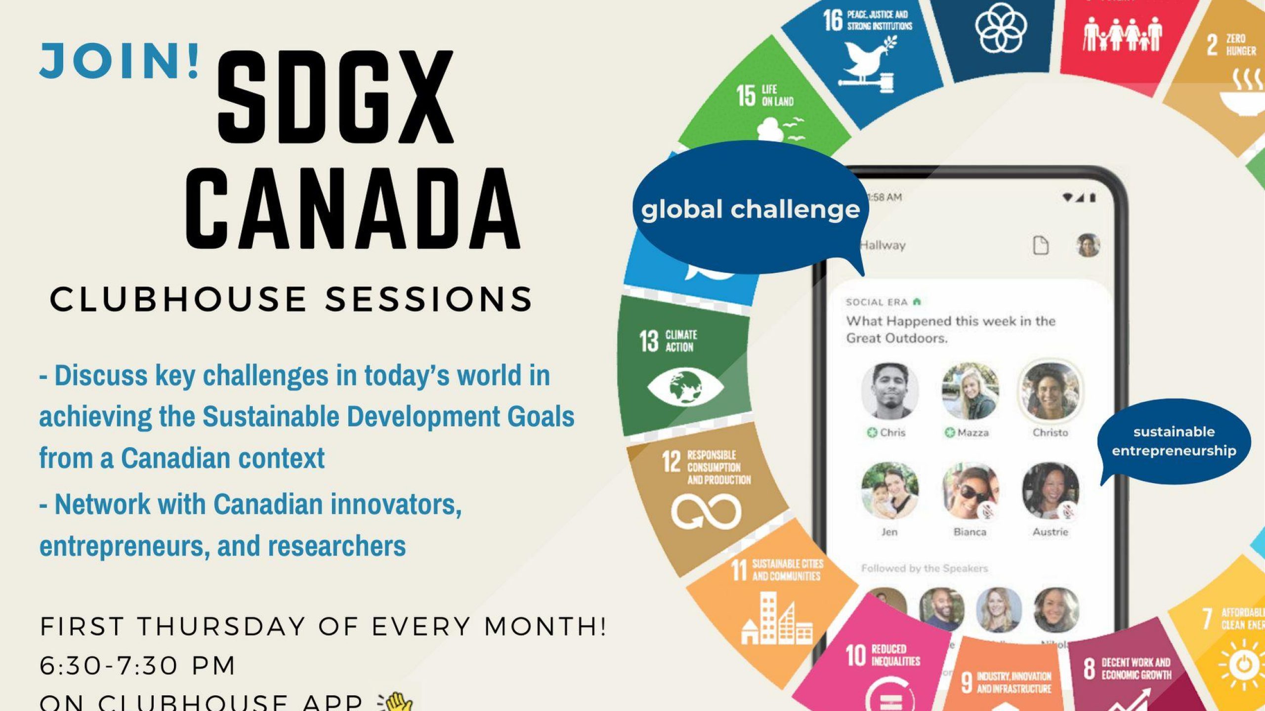 SDG X CANADA, UNA-Canada, Clubhouse Session - Alliance 2030